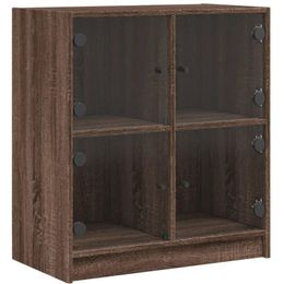 vidaXL - Beistellschrank mit Glastüren Braun Eichen-Optik 68x37x75,5 cm