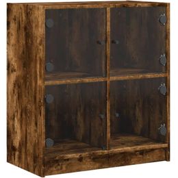 vidaXL - Beistellschrank mit Glastüren Räuchereiche 68x37x75,5 cm