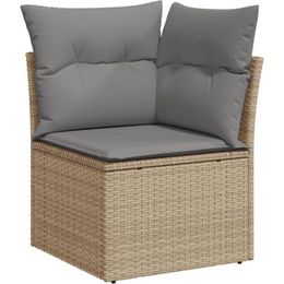 Garten-Ecksofa mit Kissen Beige Poly Rattan vidaXL