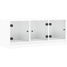 TV-Schrank mit Glastüren Weiß 102x37x42 cm vidaXL