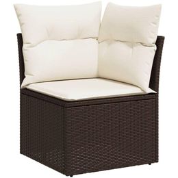 Garten-Ecksofa mit Kissen Braun Poly Rattan vidaXL