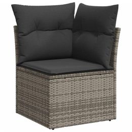 vidaXL - Garten-Ecksofa mit Kissen Grau Poly Rattan