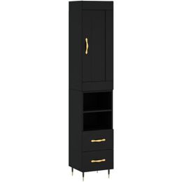 vidaXL - Highboard Schwarz 34,5x34x180 cm Holzwerkstoff