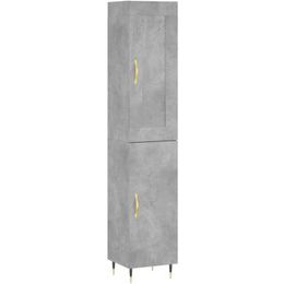 vidaXL - Highboard Betongrau 34,5x34x180 cm Holzwerkstoff