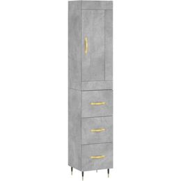 vidaXL - Highboard Betongrau 34,5x34x180 cm Holzwerkstoff