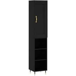 vidaXL - Highboard Schwarz 34,5x34x180 cm Holzwerkstoff