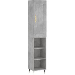 vidaXL - Highboard Betongrau 34,5x34x180 cm Holzwerkstoff