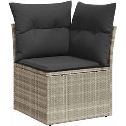 Garten-Ecksofa mit Kissen Hellgrau Poly Rattan vidaXL