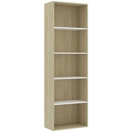 Bücherregal 5 Fächer Weiß Sonoma-Eiche 60x30x189 Holzwerkstoff vidaXL