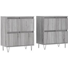 vidaXL - Sideboards 2 Stk. Grau Sonoma Holzwerkstoff