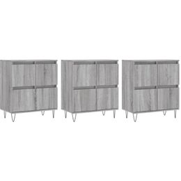 Sideboards 3 Stk. Grau Sonoma Holzwerkstoff vidaXL