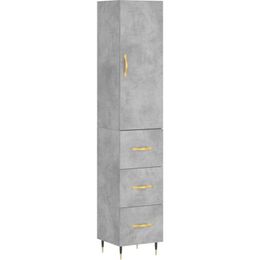 vidaXL - Highboard Betongrau 34,5x34x180 cm Holzwerkstoff