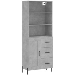 vidaXL - Highboard Betongrau 69,5x34x180 cm Holzwerkstoff