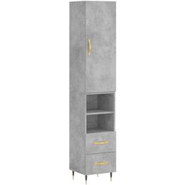 vidaXL - Highboard Betongrau 34,5x34x180 cm Holzwerkstoff