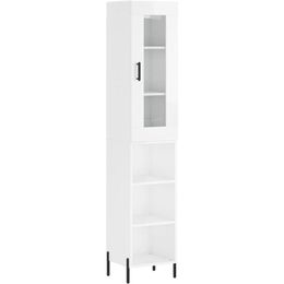 vidaXL - Highboard Hochglanz-Weiß 34,5x34x180 cm Holzwerkstoff