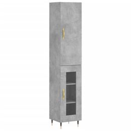 vidaXL - Highboard Betongrau 34,5x34x180 cm Holzwerkstoff