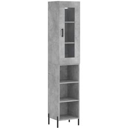 vidaXL - Highboard Betongrau 34,5x34x180 cm Holzwerkstoff