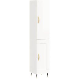 vidaXL - Highboard Hochglanz-Weiß 34,5x34x180 cm Holzwerkstoff