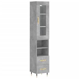 vidaXL - Highboard Betongrau 34,5x34x180 cm Holzwerkstoff