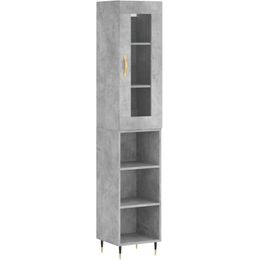 vidaXL - Highboard Betongrau 34,5x34x180 cm Holzwerkstoff