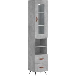 vidaXL - Highboard Betongrau 34,5x34x180 cm Holzwerkstoff