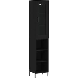 vidaXL - Highboard Schwarz 34,5x34x180 cm Holzwerkstoff