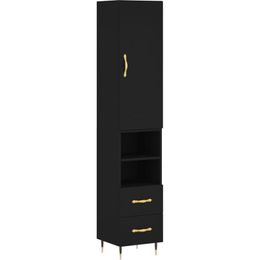 vidaXL - Highboard Schwarz 34,5x34x180 cm Holzwerkstoff