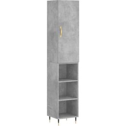 vidaXL - Highboard Betongrau 34,5x34x180 cm Holzwerkstoff