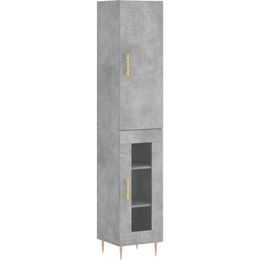 vidaXL - Highboard Betongrau 34,5x34x180 cm Holzwerkstoff