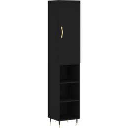 vidaXL - Highboard Schwarz 34,5x34x180 cm Holzwerkstoff