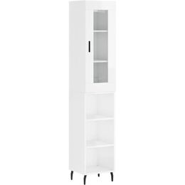 vidaXL - Highboard Hochglanz-Weiß 34,5x34x180 cm Holzwerkstoff