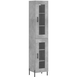 vidaXL - Highboard Betongrau 34,5x34x180 cm Holzwerkstoff