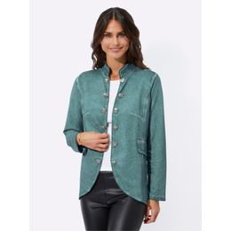 WITT Damen Sweatjacke in Oil-dyed-Optik, jade, Gr&ouml;&szlig;e 38