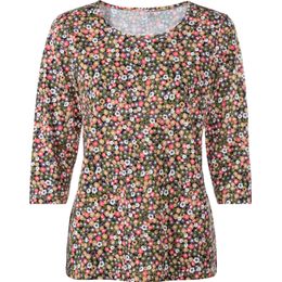 CR&Eacute;ATION L Damen Print-Shirt mit Rundhals-Ausschnitt grapefruit-oliv-bedruckt Gr&ouml;&szlig;e 52
