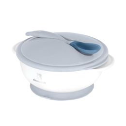 Kikkaboo Baby Essschüssel 250 ml Löffel mit Wärmesensor Warmhalteschüssel Deckel blau