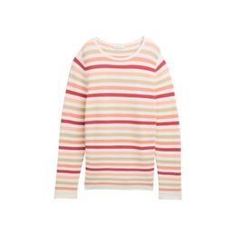 Tom Tailor Pullover Damen Gr&ouml;&szlig;e XXS apricot / rot / wei&szlig;