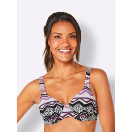 feel good Damen Bikini-Oberteil mit herausnehmbaren Softcups, violett-schwarz-bedruckt, Gr&ouml;&szlig;e 38C