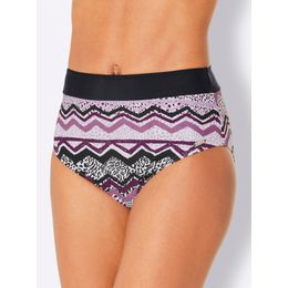 feel good sheego Gro&szlig;e Gr&ouml;&szlig;en Bikini-Slip mit breiter Blende, violett-schwarz-bedruckt, Gr&ouml;&szlig;e 44 - Damen