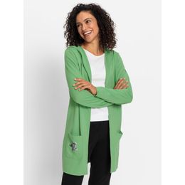 WITT Damen Shirtjacke mit Pailletten-Schriftzug hinten, apfel, Gr&ouml;&szlig;e 36