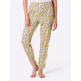 wäschepur wäschepur Damen Schlafanzug-Hose, weiß-gelb-bedruckt, Größe 36/38