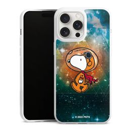 DeinDesign iPhone 15 Pro Max Handy Silikon H&uuml;lle Case wei&szlig; Handyh&uuml;lle Official Licensed Product Snoopy Astronaut Silikon Case