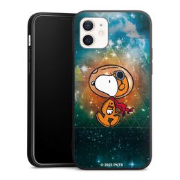 DeinDesign iPhone 12 Handy Premium Silikon H&uuml;lle Handyh&uuml;lle schwarz Case Astronaut Snoopy Official Licensed Product Silikon Premium Case