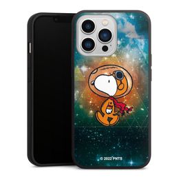 DeinDesign iPhone 13 Pro Handy Premium Silikon H&uuml;lle Handyh&uuml;lle schwarz Case Official Licensed Product Snoopy Astronaut Silikon Premium Case
