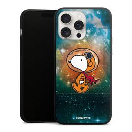 DeinDesign iPhone 15 Pro Max Handy Premium Silikon H&uuml;lle Handyh&uuml;lle schwarz Case Official Licensed Product Snoopy Astronaut Silikon Premium Case