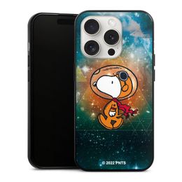 DeinDesign iPhone 15 Pro Handy Slim Case extra d&uuml;nn Silikon Handyh&uuml;lle schwarz H&uuml;lle Official Licensed Product Snoopy Astronaut Silikon Slim Case