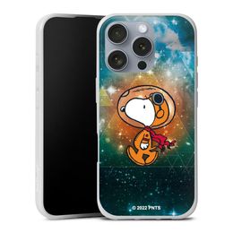 DeinDesign iPhone 16 Pro Handy Silikon H&uuml;lle Case wei&szlig; Handyh&uuml;lle Official Licensed Product Snoopy Astronaut Silikon Case