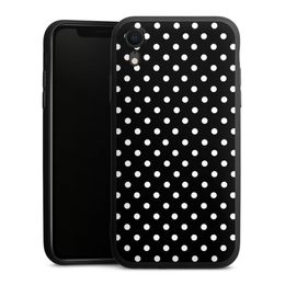 DeinDesign iPhone Xr Handy Premium Silikon H&uuml;lle Handyh&uuml;lle schwarz Case Retro Points Polka Dots Silikon Premium Case