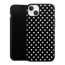 DeinDesign iPhone 14 Handy Premium Silikon H&uuml;lle Handyh&uuml;lle schwarz Case Retro Points Polka Dots Silikon Premium Case