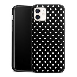 DeinDesign iPhone 12 Handy Premium Silikon H&uuml;lle Handyh&uuml;lle schwarz Case Retro Points Polka Dots Silikon Premium Case