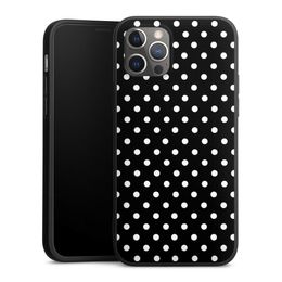 DeinDesign iPhone 12 Pro Handy Premium Silikon H&uuml;lle Handyh&uuml;lle schwarz Case Retro Points Polka Dots Silikon Premium Case